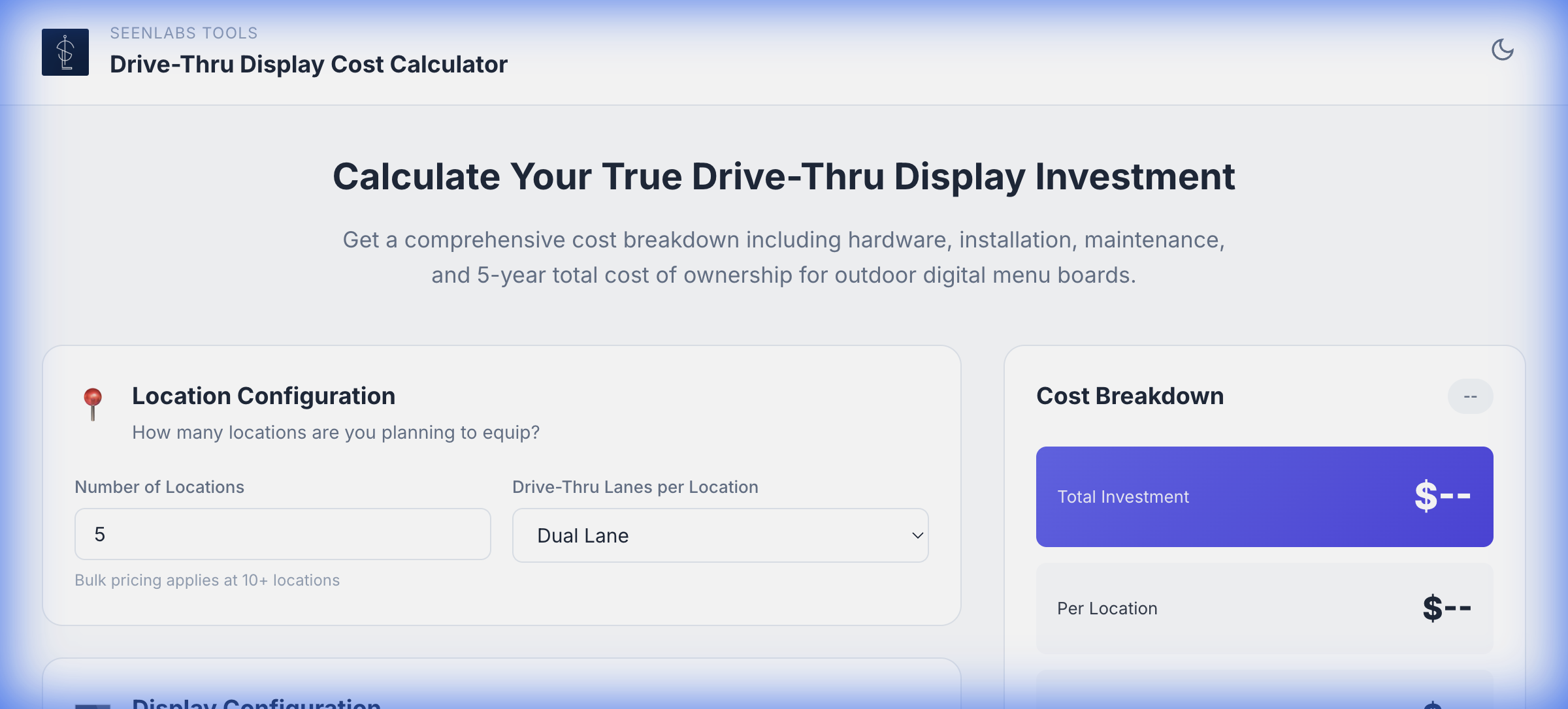 Drive-Thru Cost Estimator | Digital Signage TCO 2024